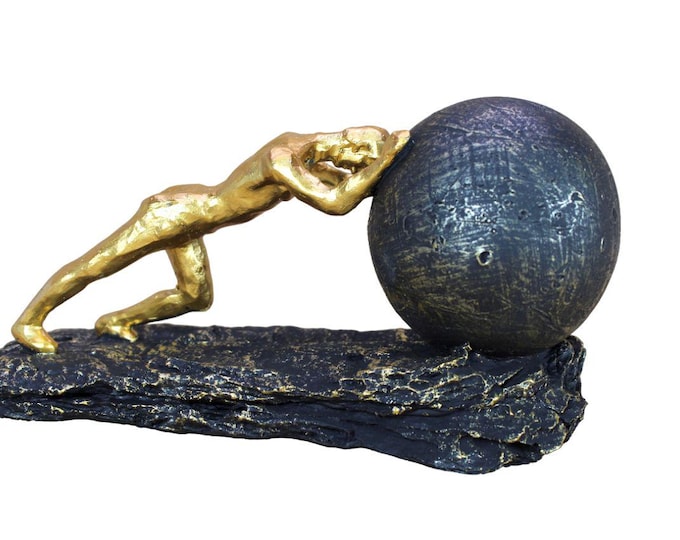 Man Push Heavy Ball Statue Figurine Decoration Abstract Art Sculptures ...