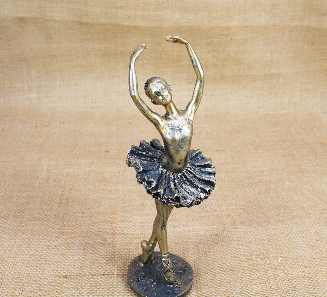 Resin Ballerina Figurine: Bronze Color Elegant Ballet Sculpture ...