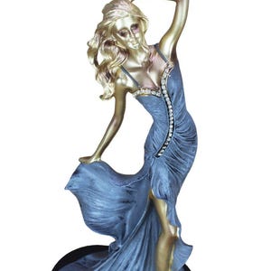 Lady in Blue Dress, Resin Figurine/ Statue Vintage Decorative Woman ...