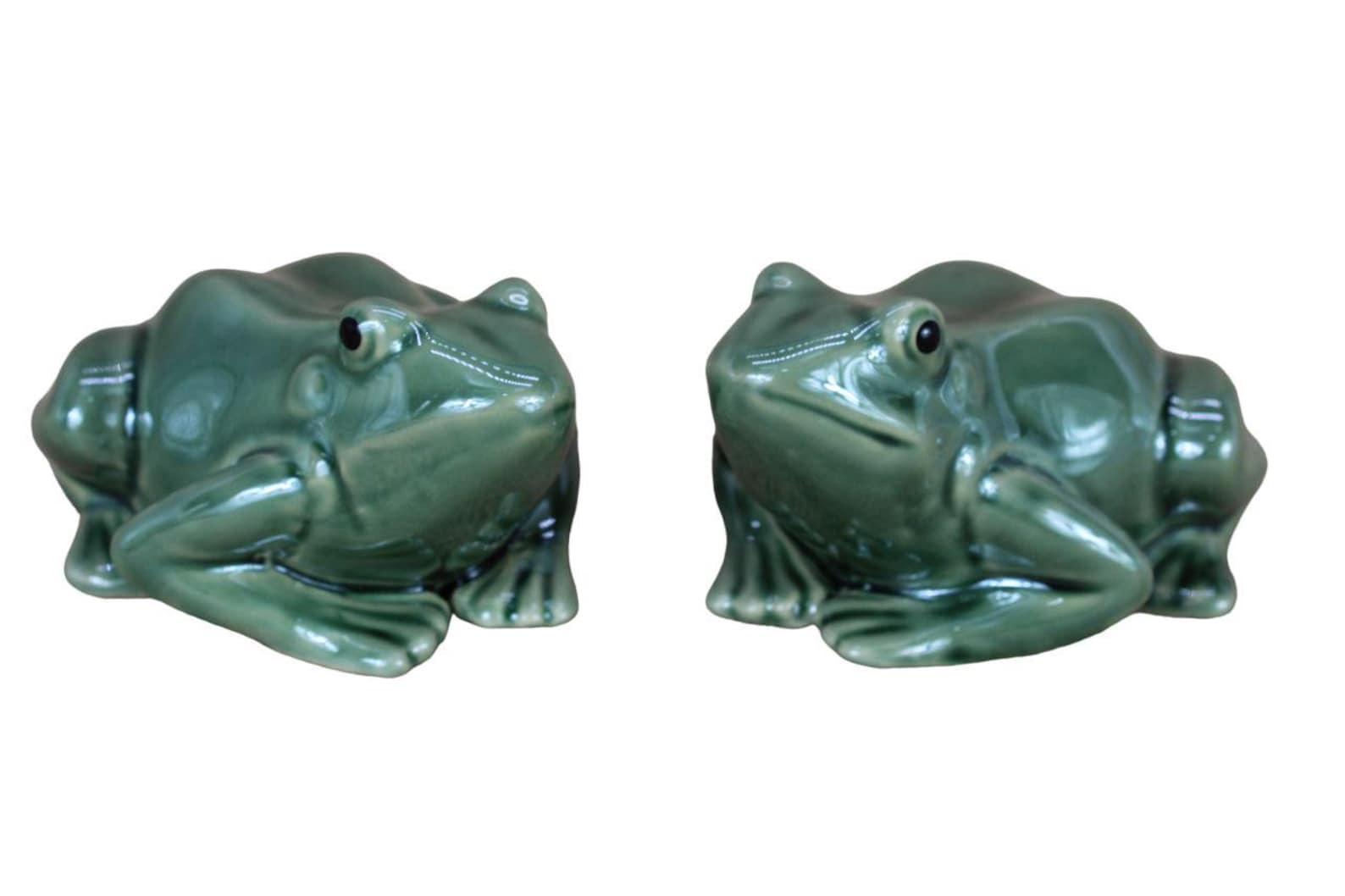 Green Ceramic Frog Statue Set: Home Garden Decor Vintage Figurine Toad ...
