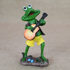 Frog Figurines Green Musical Set Band Toad, Collectible Musician Band ...