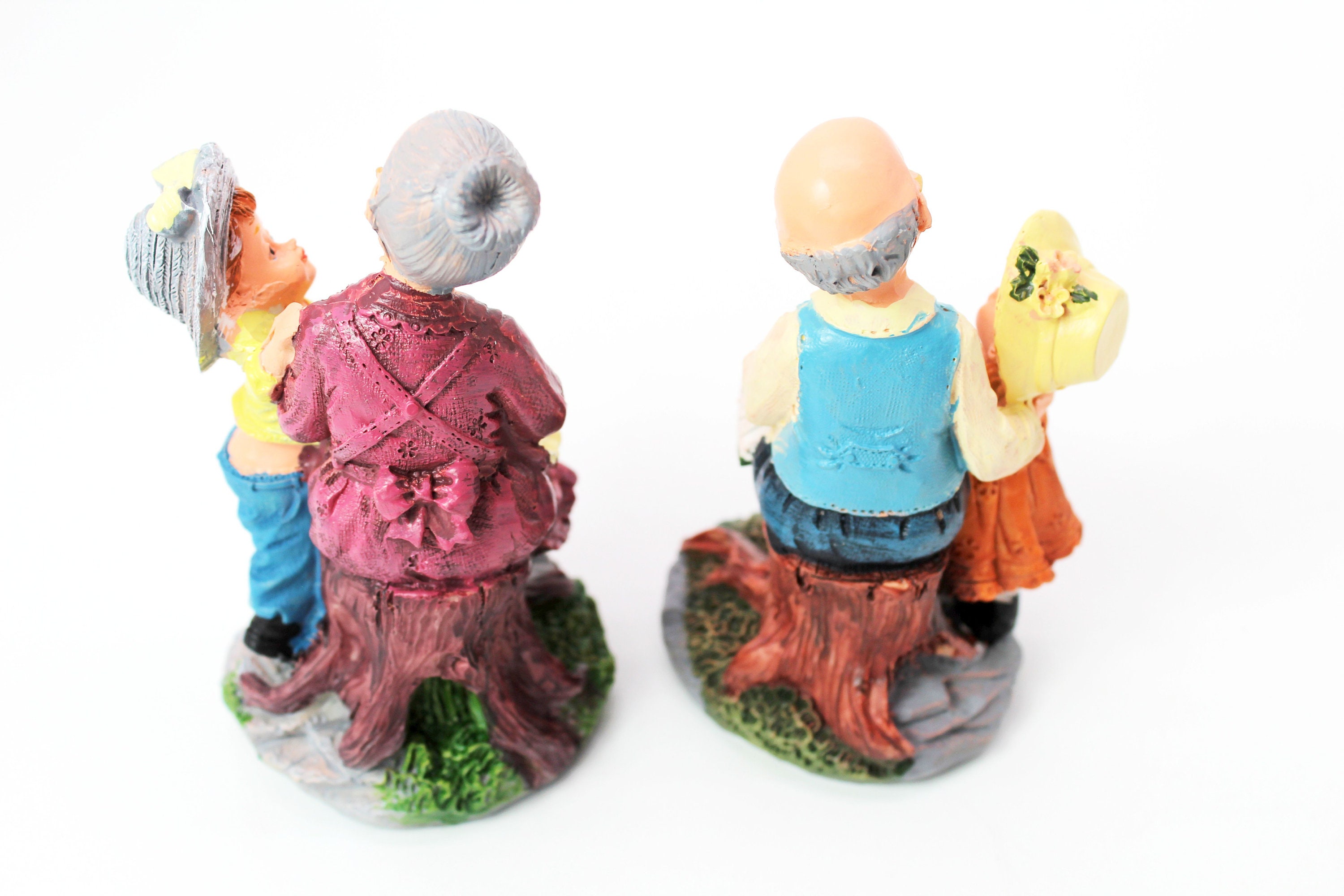 Senior Grandma Grandpa Grandchild Woman Man Pair Figurine | Etsy