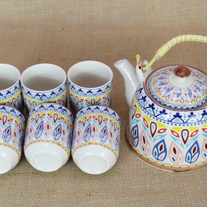 Teapot Set Porcelain Vintage Ethnic Tea Set Rustic Kitchen Kettle House ...