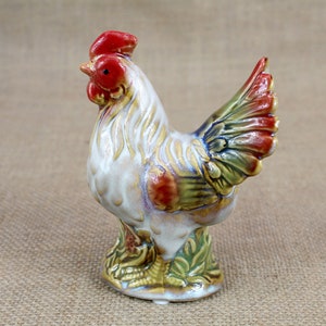 Chicken Figurine Set Farm Statue Rooster Porcelain Chicks Beige /red ...