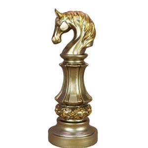 Chess Piece Sculpture Knight Horse Gold Statues Large Modern Home ...