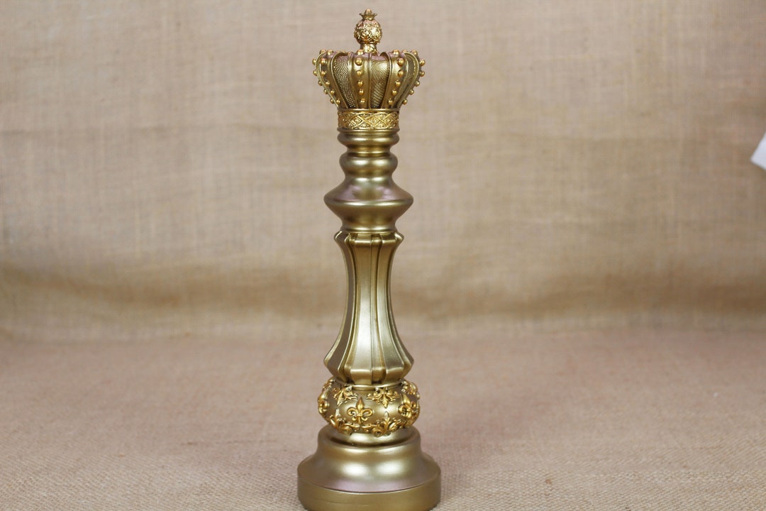 Chess Piece Statue King Gold Large Modern Sculpture Home /office Decor ...