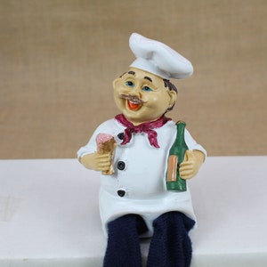 Chef Figurine Set of 4 Shelf Sitter Cook Home Decor Window Decoration ...