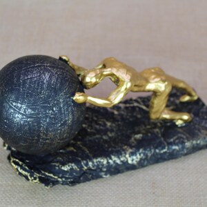 Man Push Heavy Ball Statue Figurine Decoration Abstract Art Sculptures ...