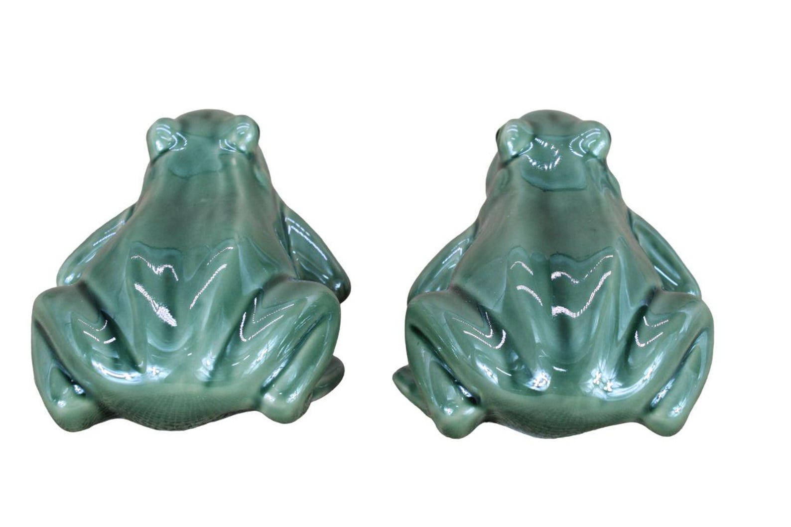 Green Ceramic Frog Statue Set: Home Garden Decor Vintage Figurine Toad ...