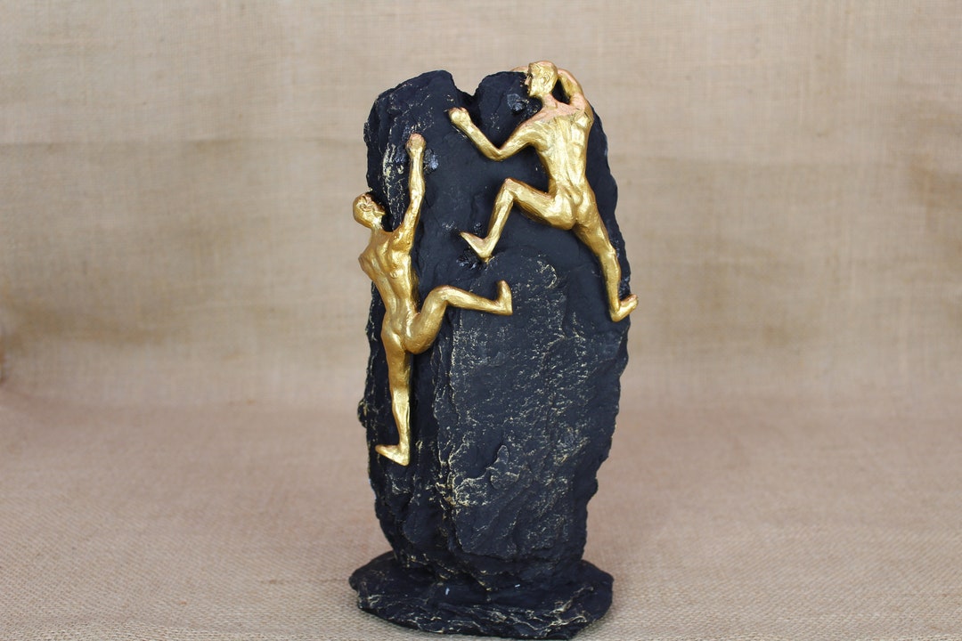 Men Climbing on Mountain Statue Rock Climber's Home Decoration Sports ...