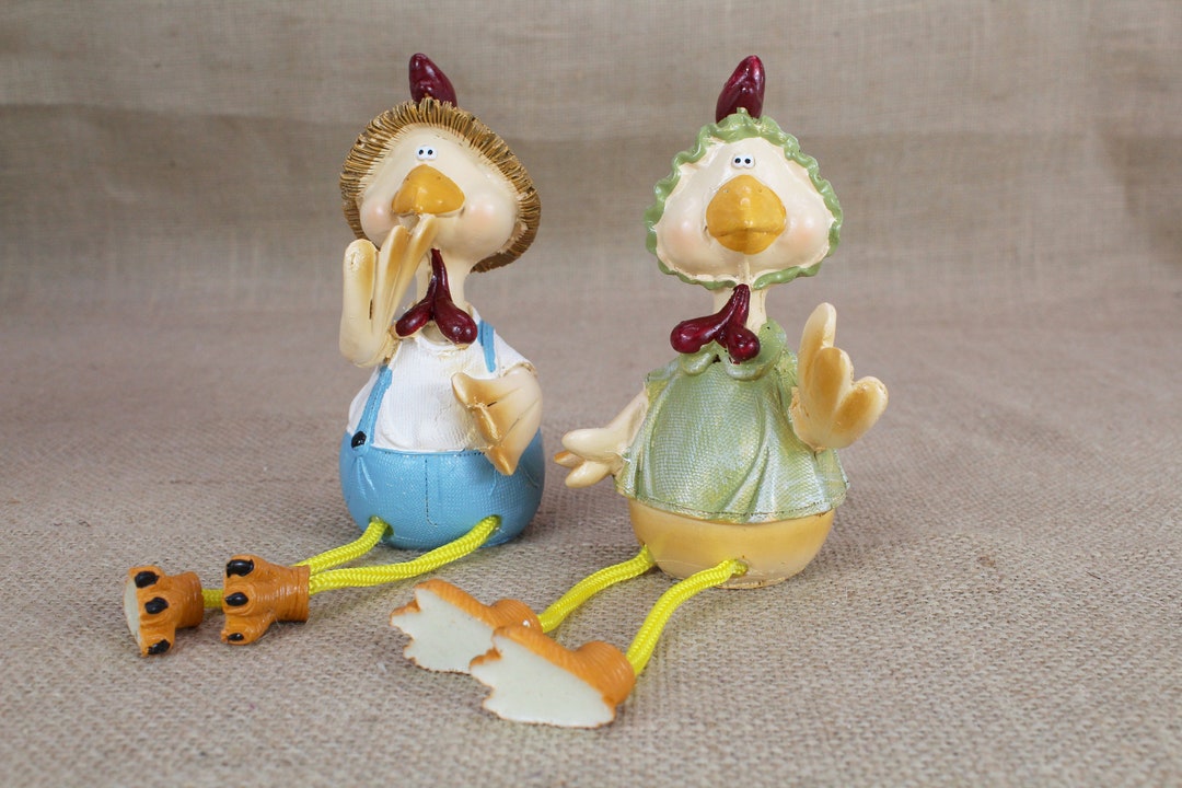 Chicken Figurine Shelf Sitter Set Kitchen Gift Rooster Mom Kitchen Bird ...
