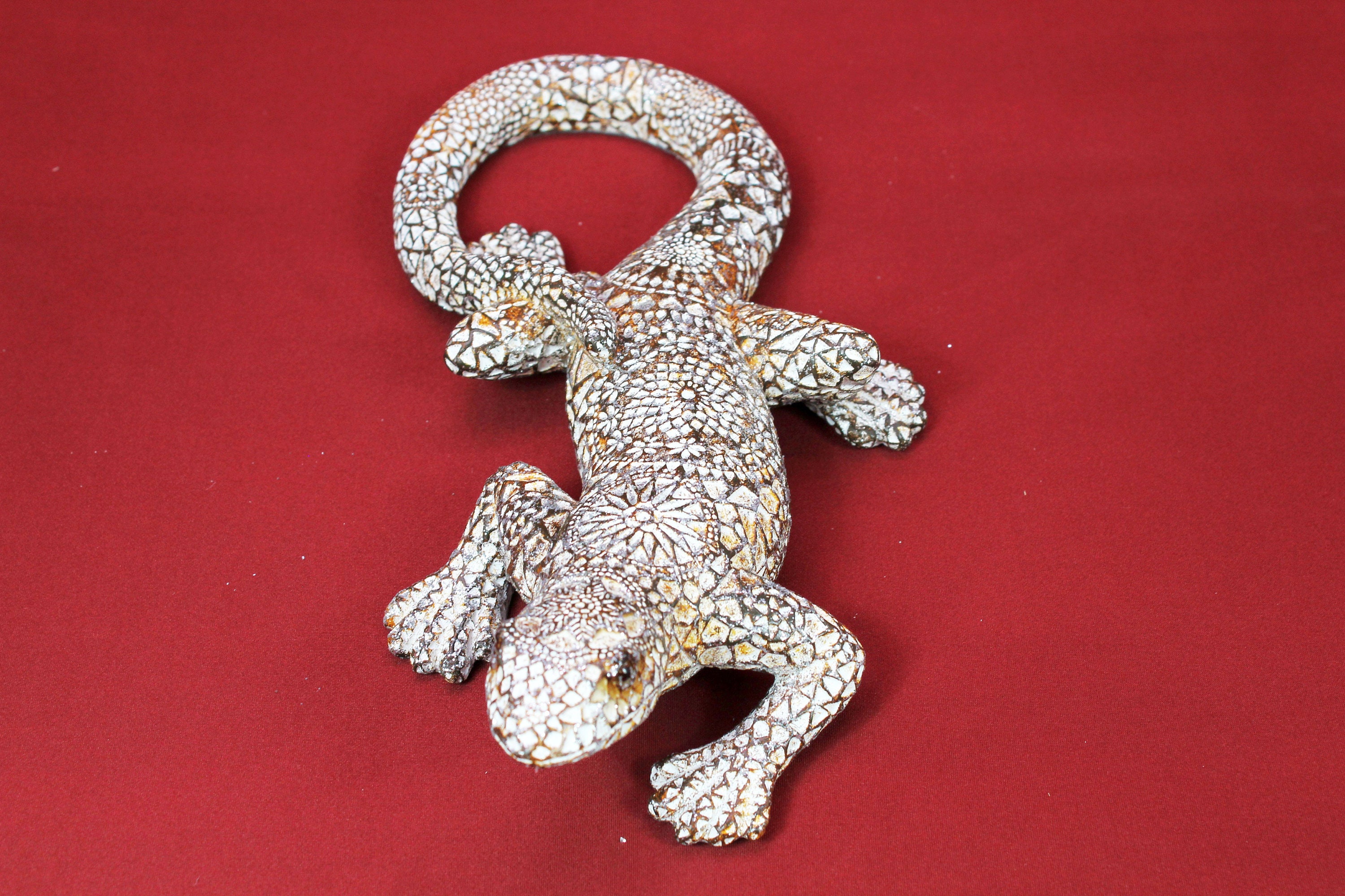 Lizard Figurine Gecko Statue Gift Dad Home Beige Collectible - Etsy