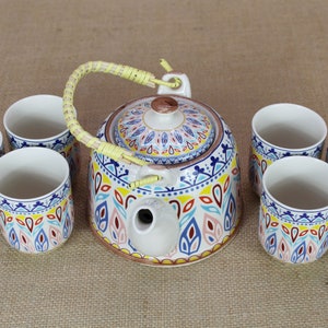 Teapot Set Porcelain Vintage Ethnic Tea Set Rustic Kitchen Kettle House ...