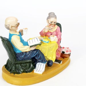 Senior Couple Grandma Grandpa Figurine Woman Man Elderly Old - Etsy