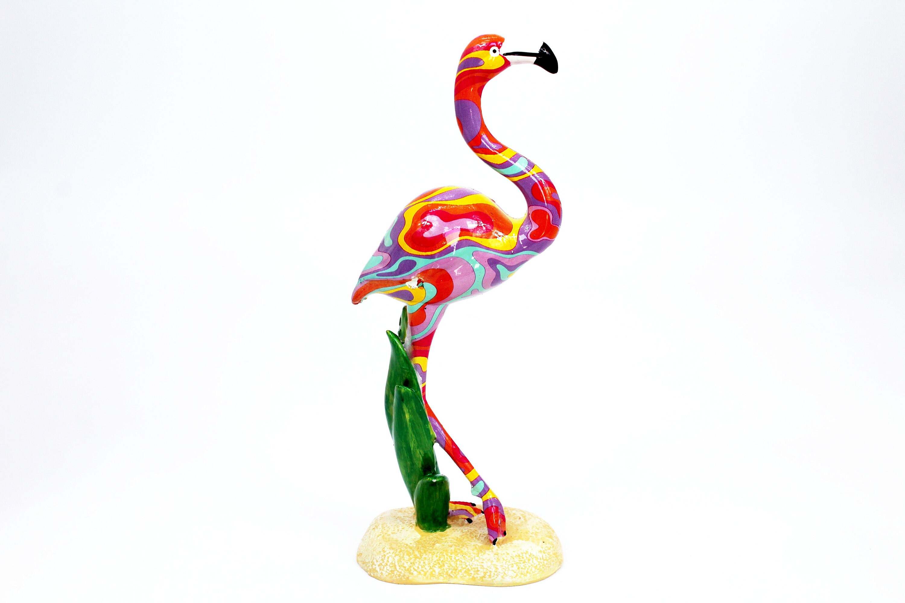 Flamingo Figurine Tropical Colorful Resin Statue Knick Knacks White ...
