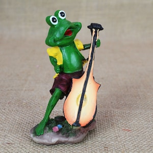 Frog Figurines Green Musical Set Band Toad, Collectible Musician Band ...