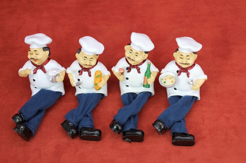 Chef Figurine Set of 4 Polyresin Shelf Sitter Home Decor Hand - Etsy