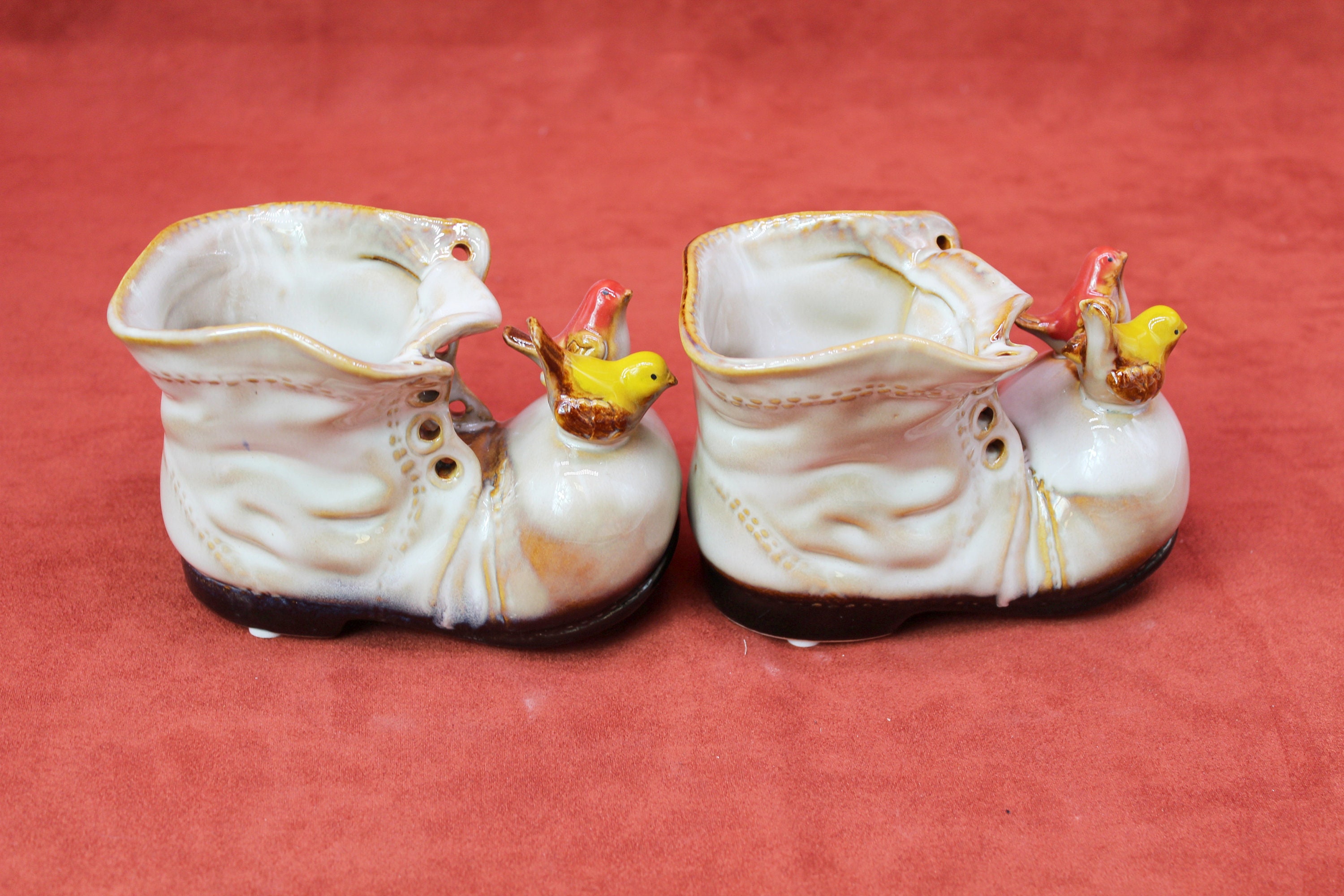 Planter Ceramic Pair Flower Pot Shoe Shape Home Decor Beige | Etsy