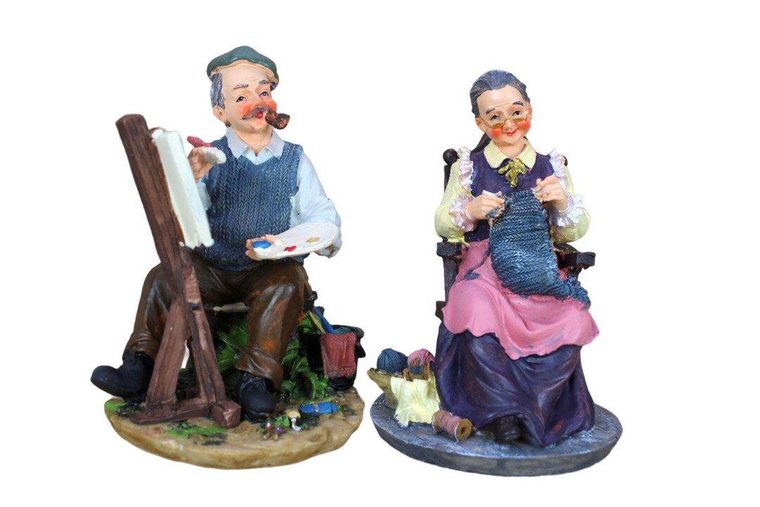Grandma Grandpa Senior Figurine Elderly Couple Pair Statue Vintage Old ...