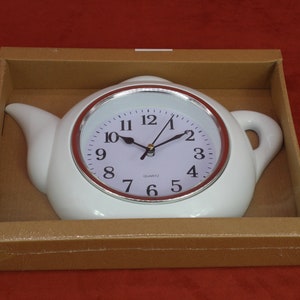 Wall Clock Kitchen Home Décor Retro Decorative White Teapot /kettle ...