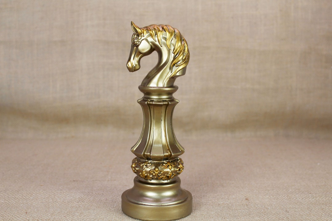 Chess Piece Sculpture Knight Horse Gold Statues Large Modern Home ...