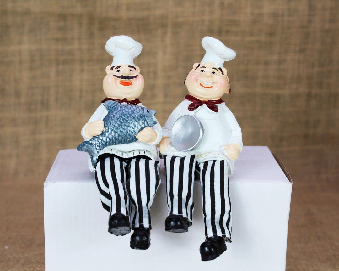 Shelf Sitter Chef Figurine Pair Home Window Decoration Kitchen ...