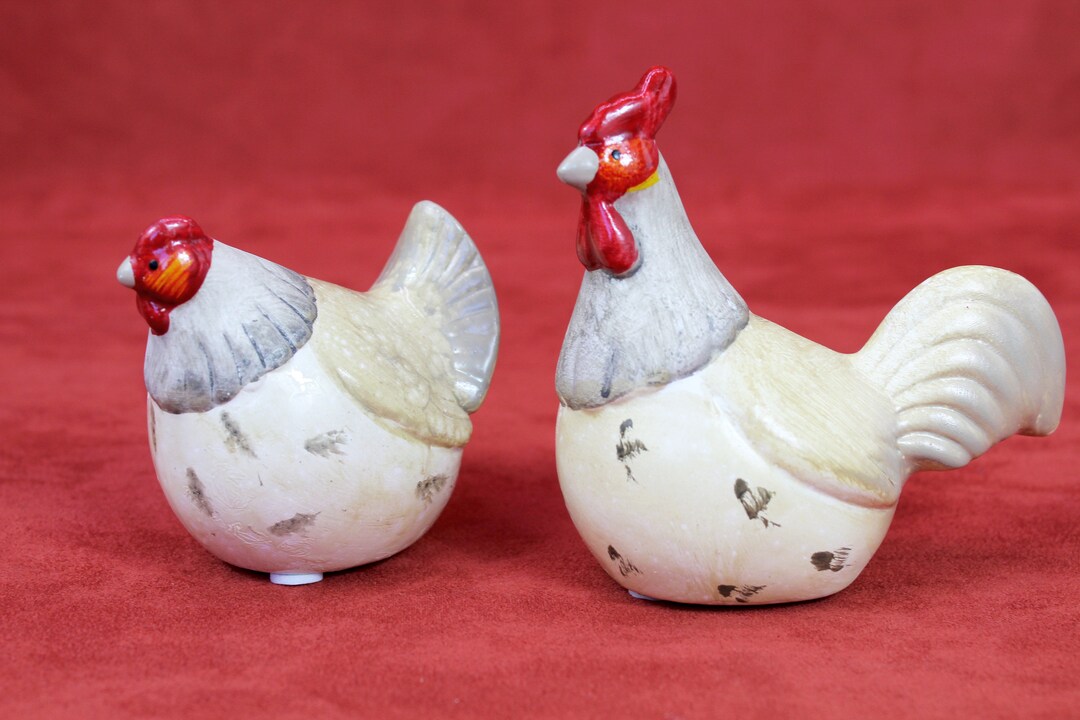 Figuras de pollo, conjunto de par de gallos, decoración de granja ...