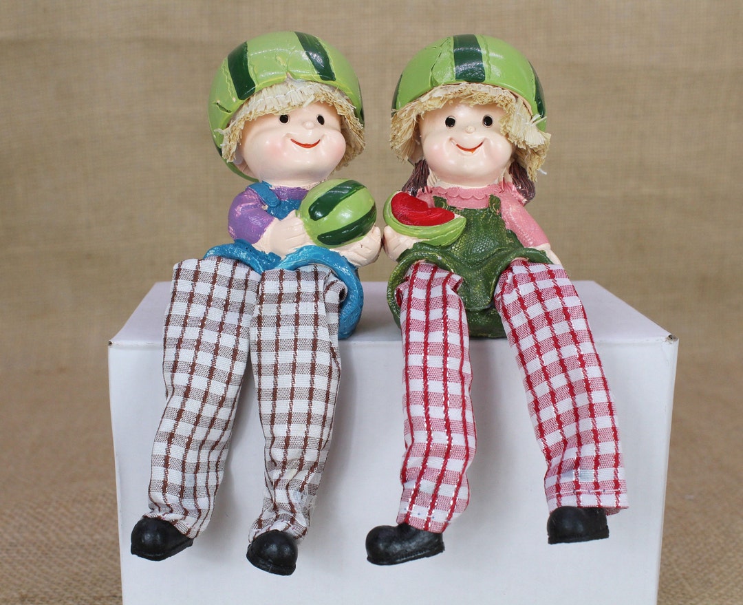 Shelf Sitters Figurines Set Fruit Watermelon Vintage Dangling Legs ...