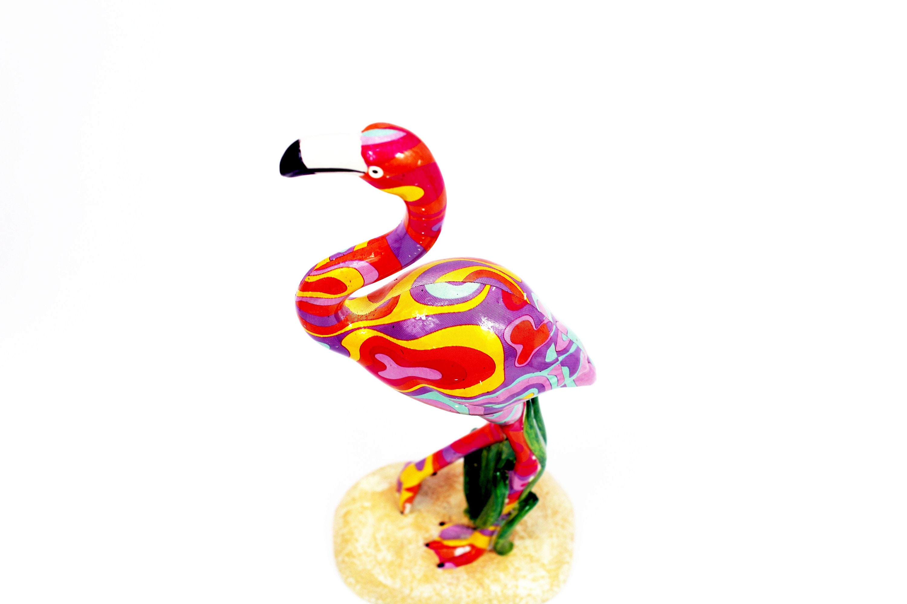 Flamingo Figurine Tropical Colorful Resin Statue Knick Knacks White ...