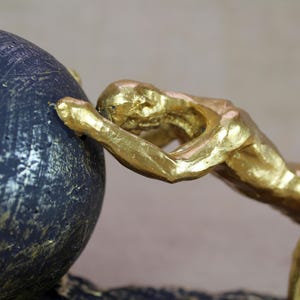 Man Push Heavy Ball Statue Figurine Decoration Abstract Art Sculptures ...