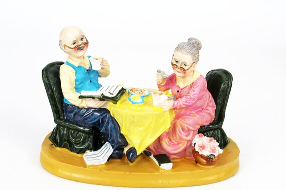 Senior Couple Grandma Grandpa Figurine Woman and Man Elderly | Etsy