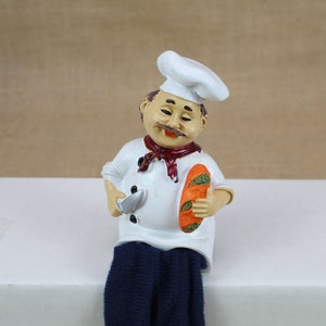 Chef Figurine Set of 4 Shelf Sitter Cook Home Decor Window Decoration ...