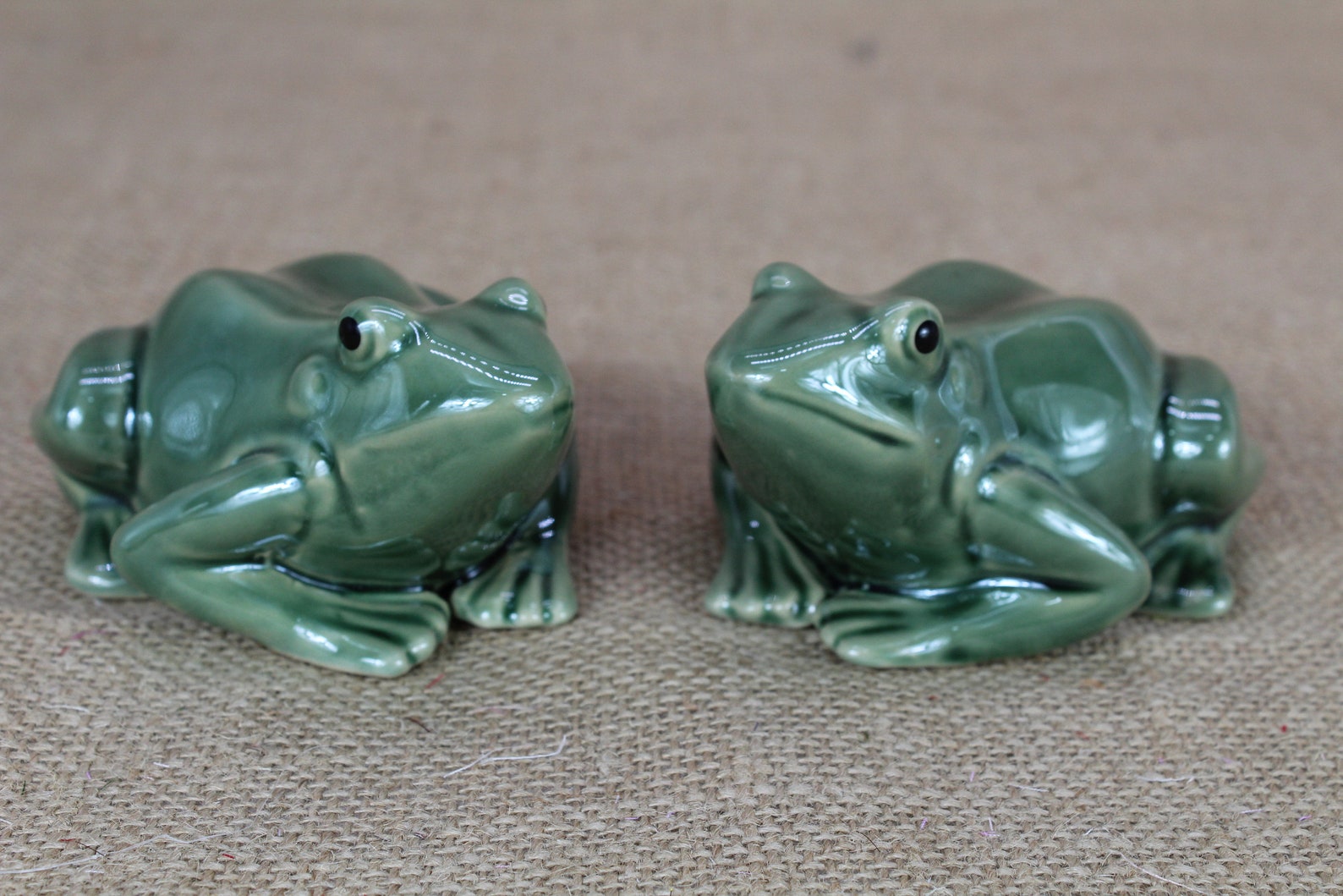 Green Ceramic Frog Statue Set: Home Garden Decor Vintage Figurine Toad ...