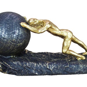 Man Push Heavy Ball Statue Figurine Decoration Abstract Art Sculptures ...