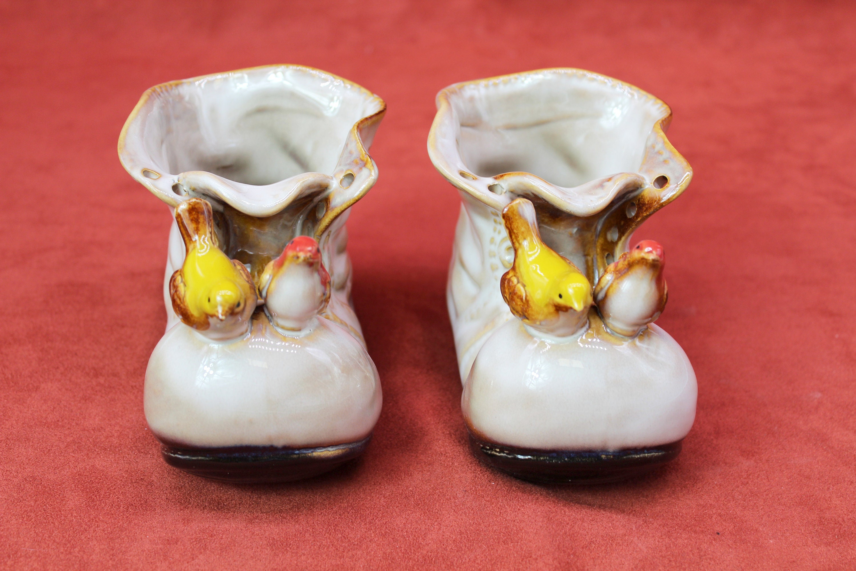 Planter Ceramic Pair Flower Pot Shoe Shape Home Decor Beige | Etsy