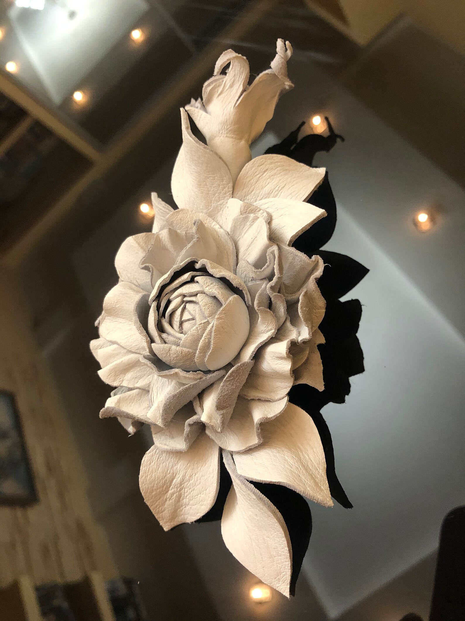 White Rose Brooch Femme Jewellery White Leather Rose Flower | Etsy