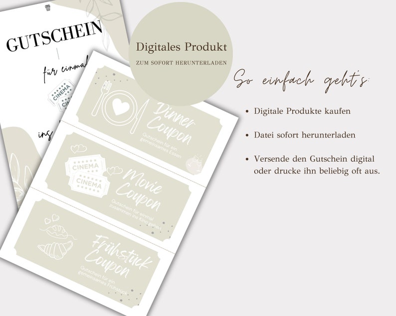 Voucher Coupons to Print Gift Idea Digital Product Gift Voucher Give ...