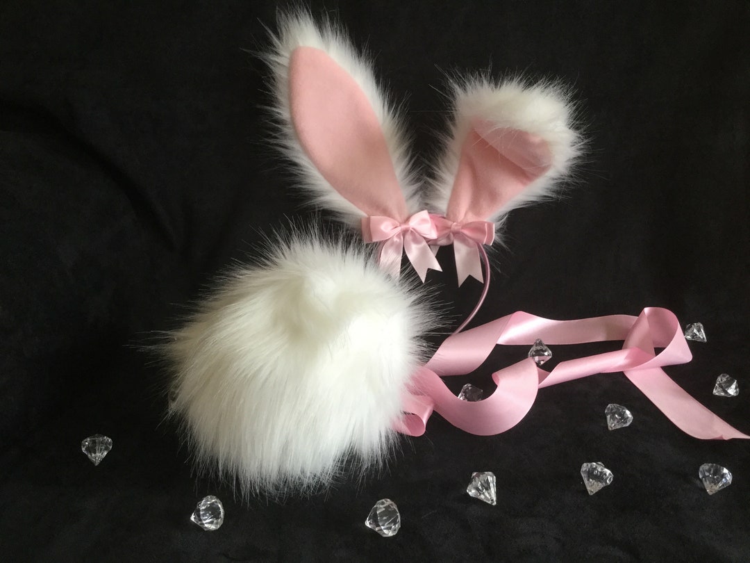 Sexy White & Baby Pink Bunny Set, Kawaii, Bunnyplay ,cosplay Petplay ...