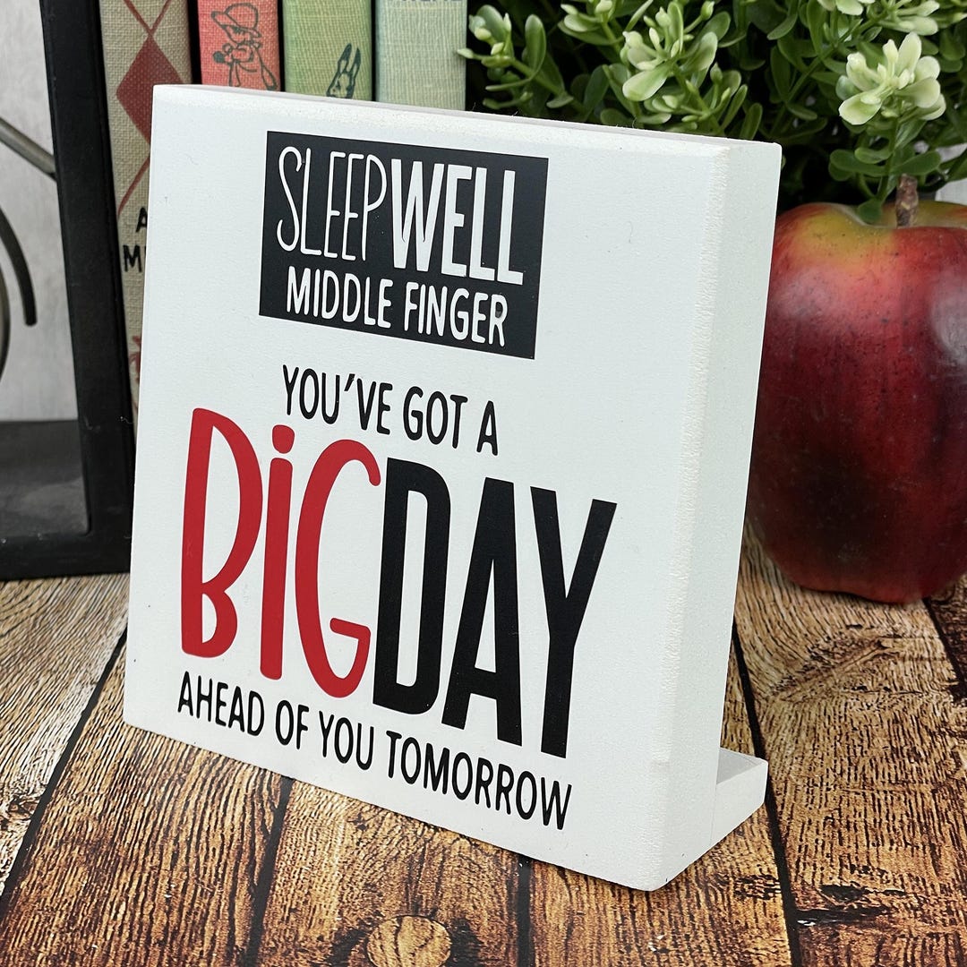 Sleep Well Middle Finger, Adult Humor Desktop Sign, Ships Same Day ...