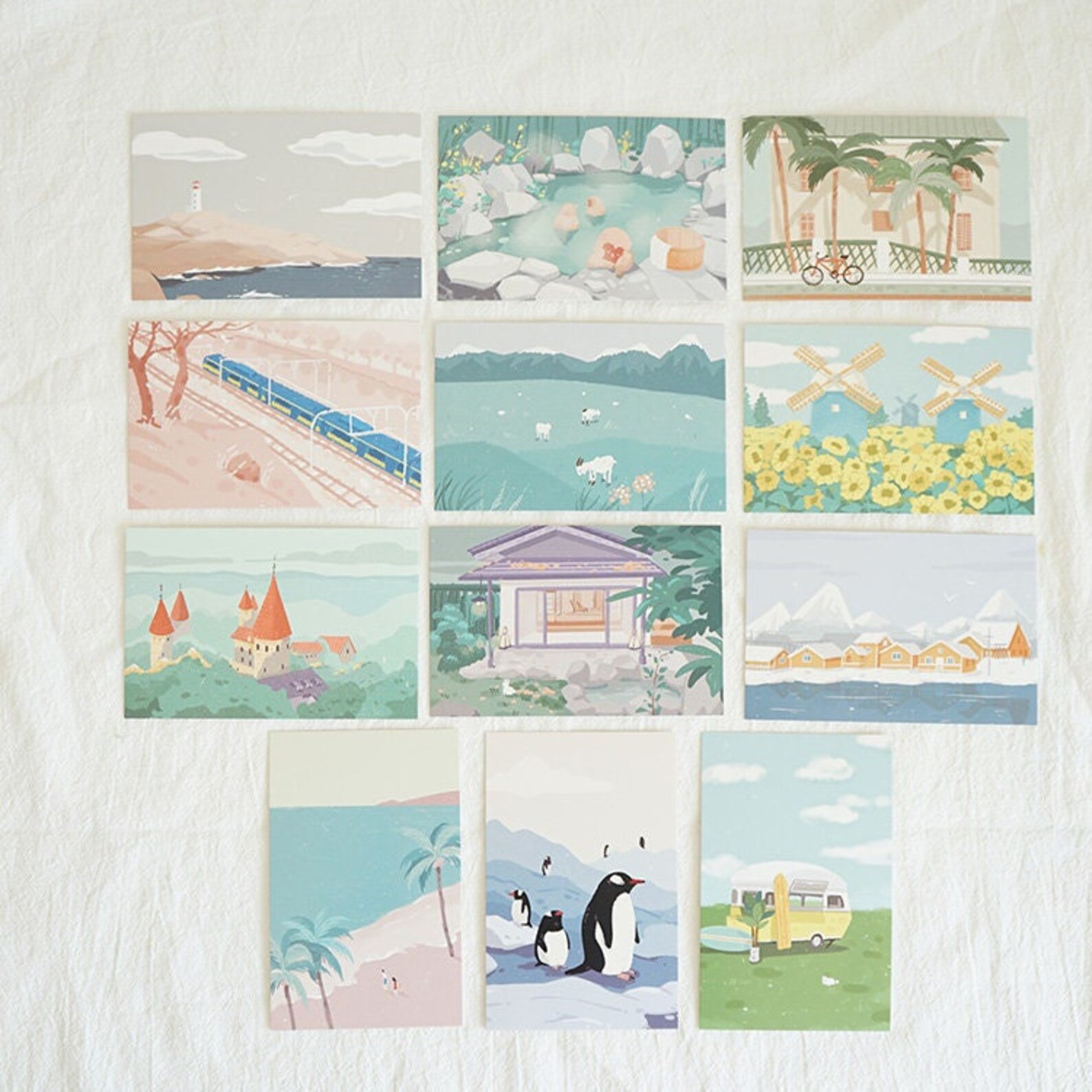 Hand Painted Landscape Postcard Set: Gallery Art (30pc) - Etsy