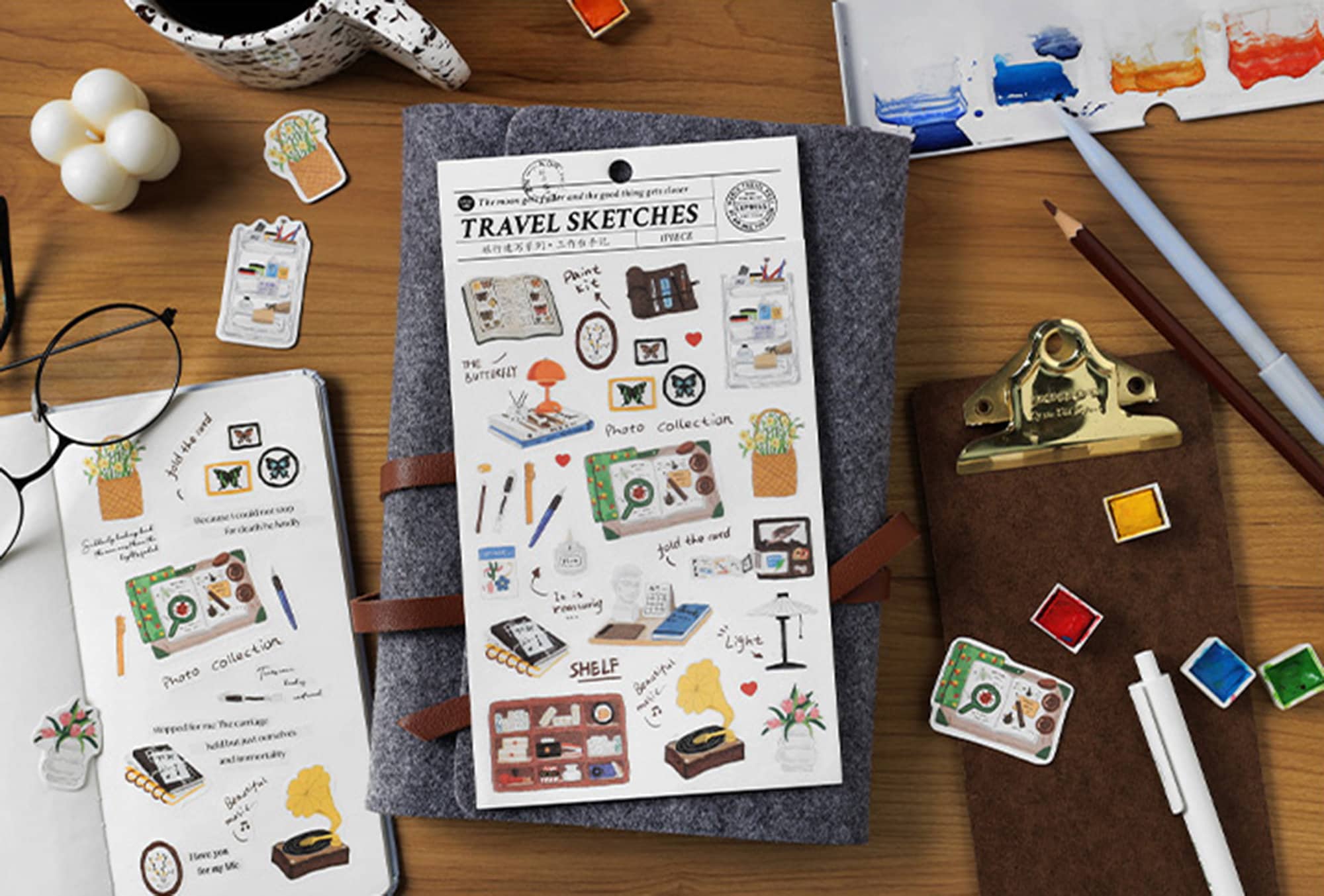 Travel Sketch Stickers: Suitcase, Coffee Shop, Amenities - Etsy