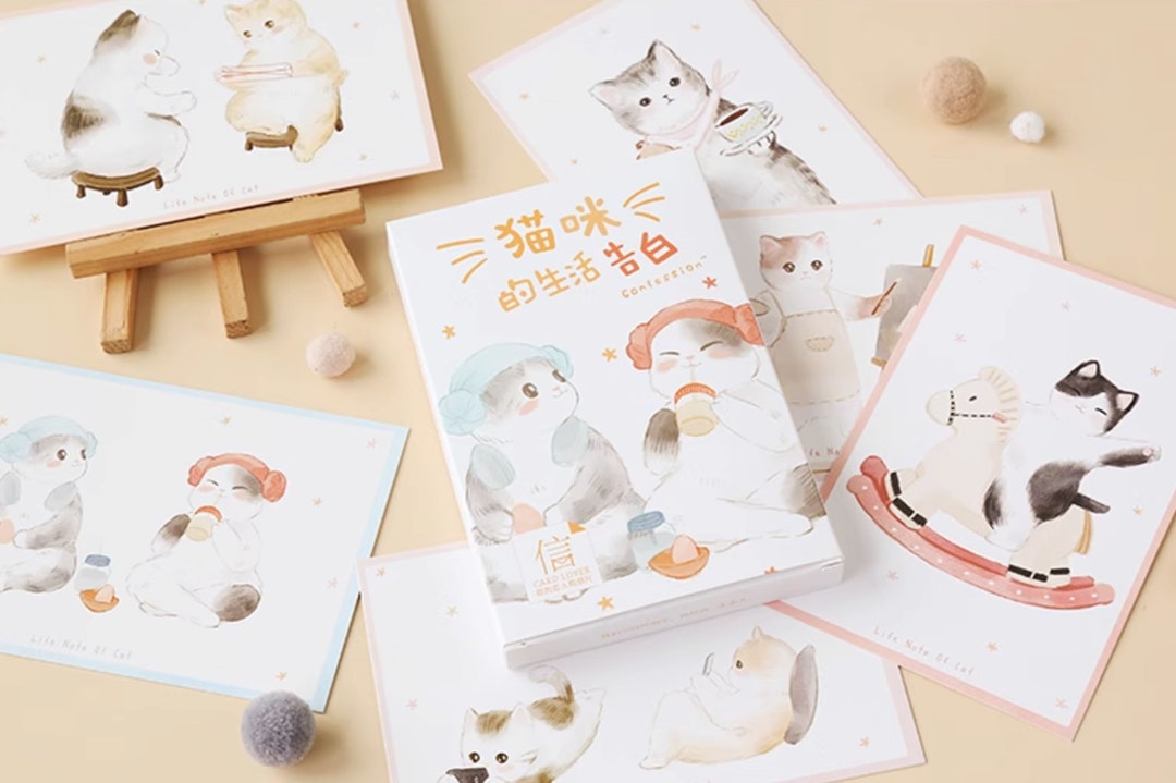 Cats Confession Postcards Collection (30pc) | Japan Cats Couple Card ...