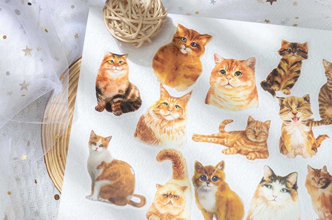 Cute Cats Sticker | Cats Emoji Stickers | Pet Sticker Set | Notebook ...