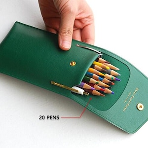 Extra Pocket Pencil Case - 6 Colors | Leather Pencil Case With Snap ...