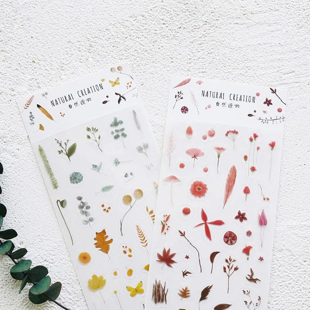Botanical Plant Sticker Sheet: Colorful Nature Stickers - Etsy