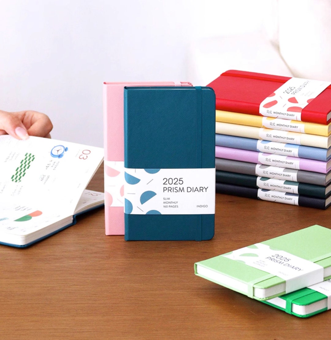 2025 Slim Planner With Rubber Band - Yearly & Monthly - 12 Colors ...