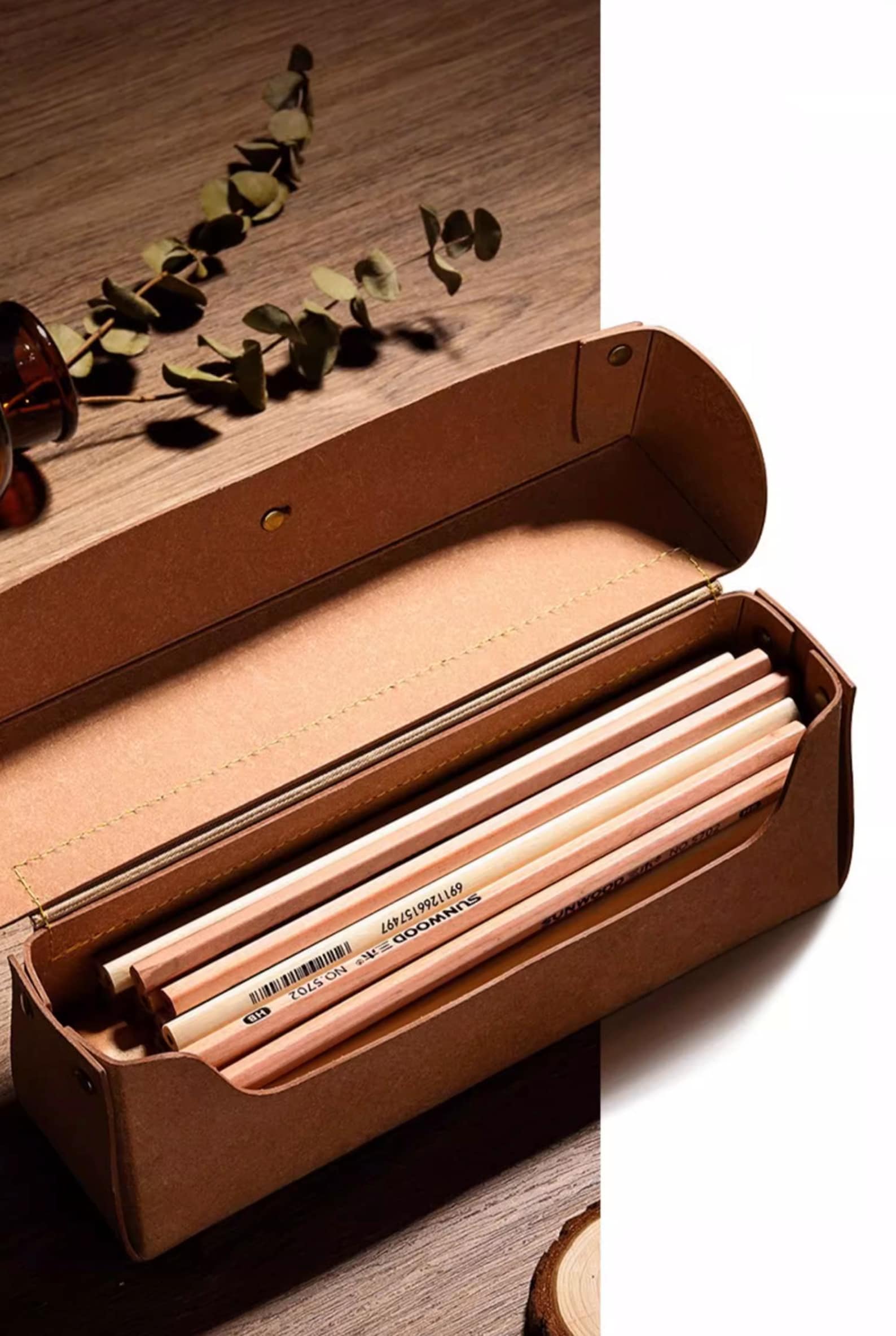 Leather Large Capacity Pencil Box: Multi-purpose Stationery Organizer ...