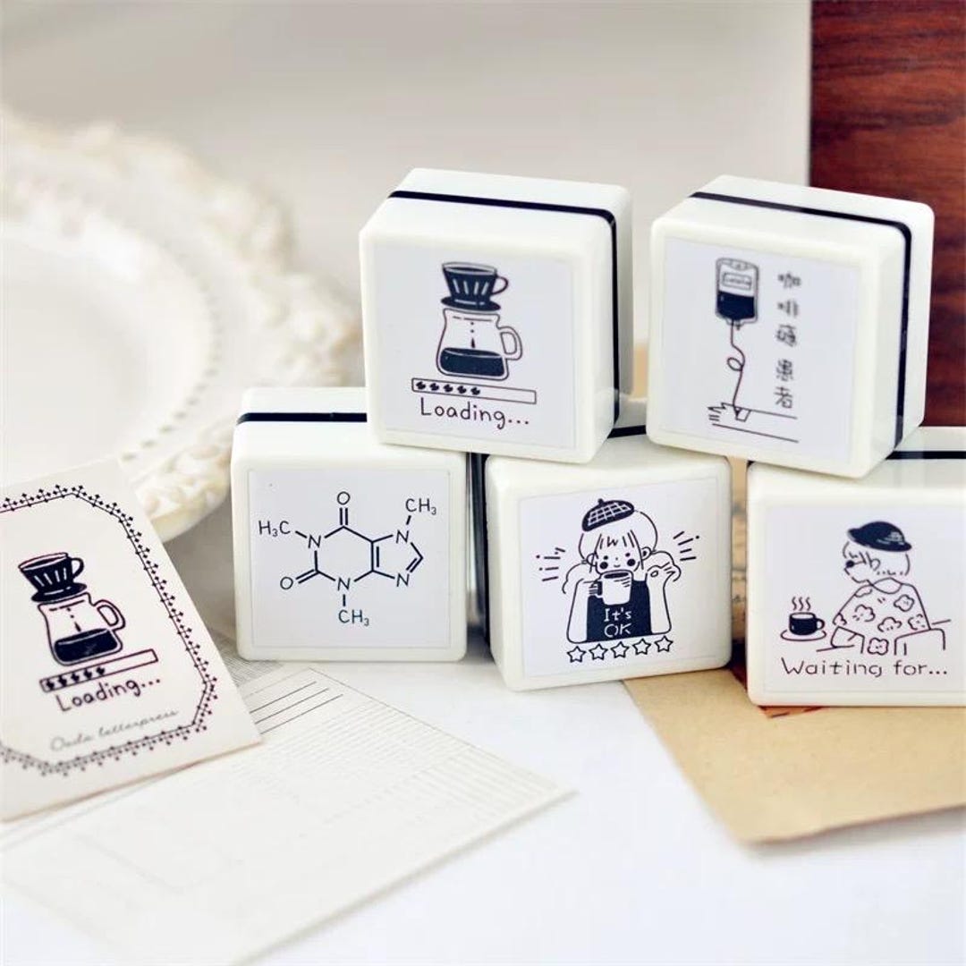 Coffee Shop Rubber Stamp Set: Cafe Scrapbook Stamps (set of 5) - Etsy