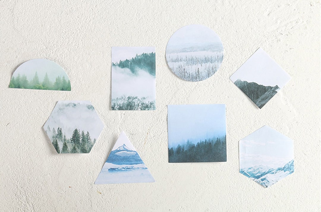 Forest Landscape Sticky Notes Memo | Snow Hill Memo Pad | Mountain Memo ...