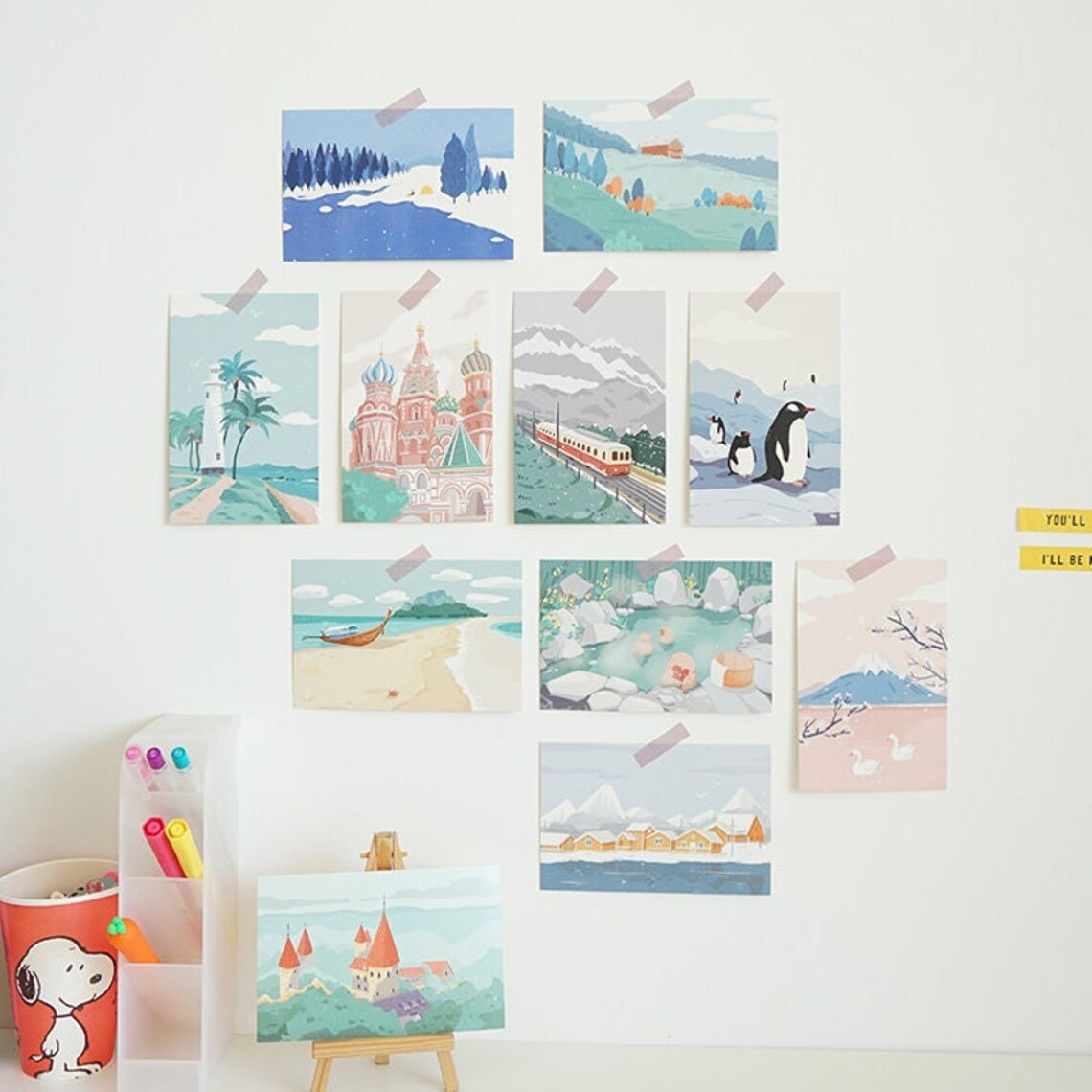 Hand Painted Landscape Postcard Set: Gallery Art (30pc) - Etsy